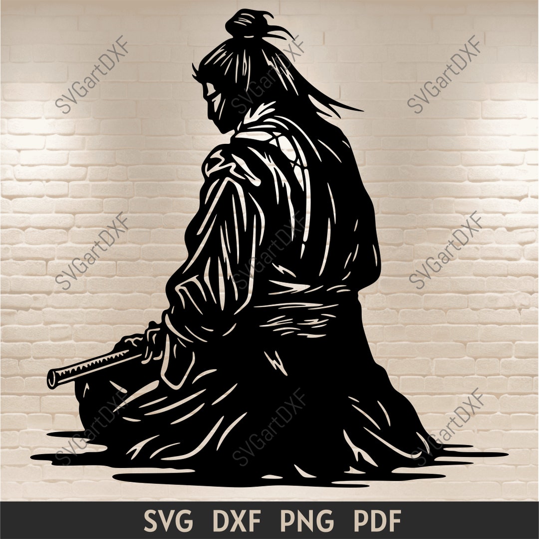Samurai Svg, Samurai Clipart, Dxf for Laser Cut, Samurai Wall Art Dxf ...