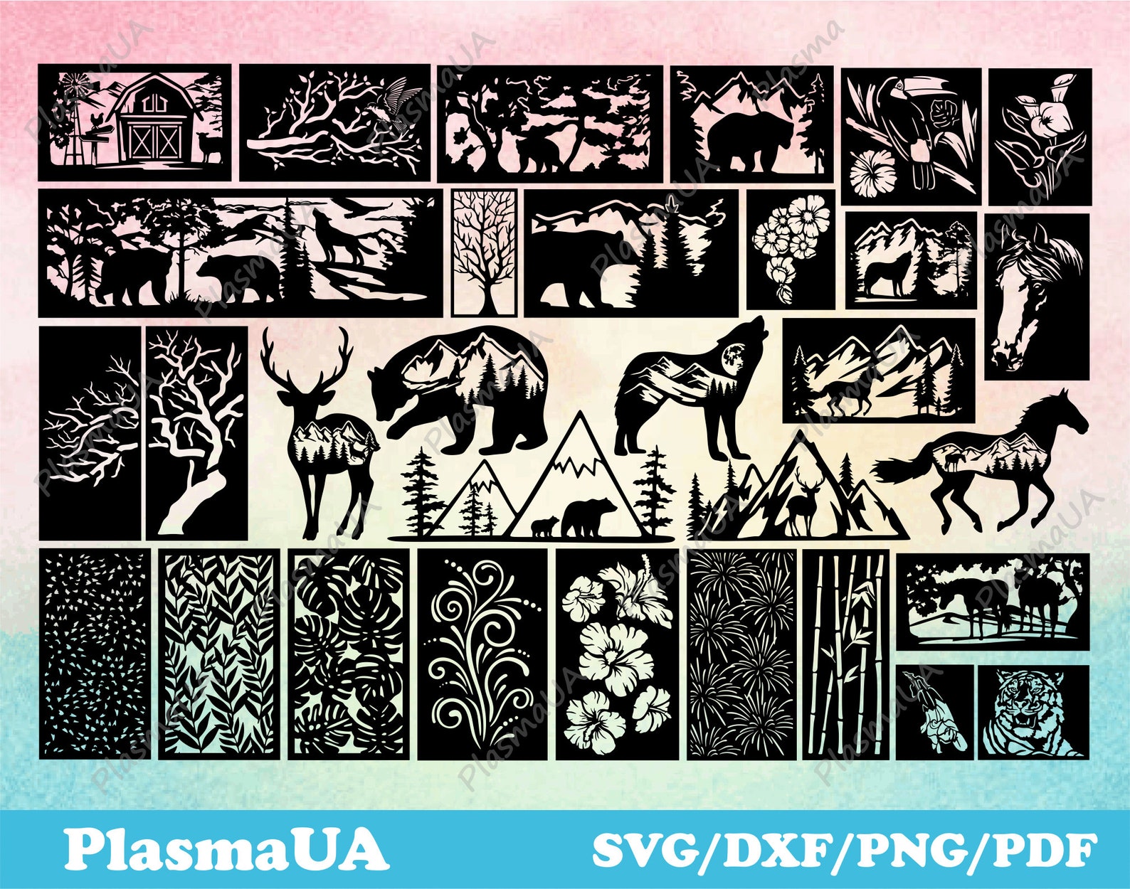 Dxf Files, Laser Cut File, Dxf Decor, Cnc Files for Wood, Nature Panels ...