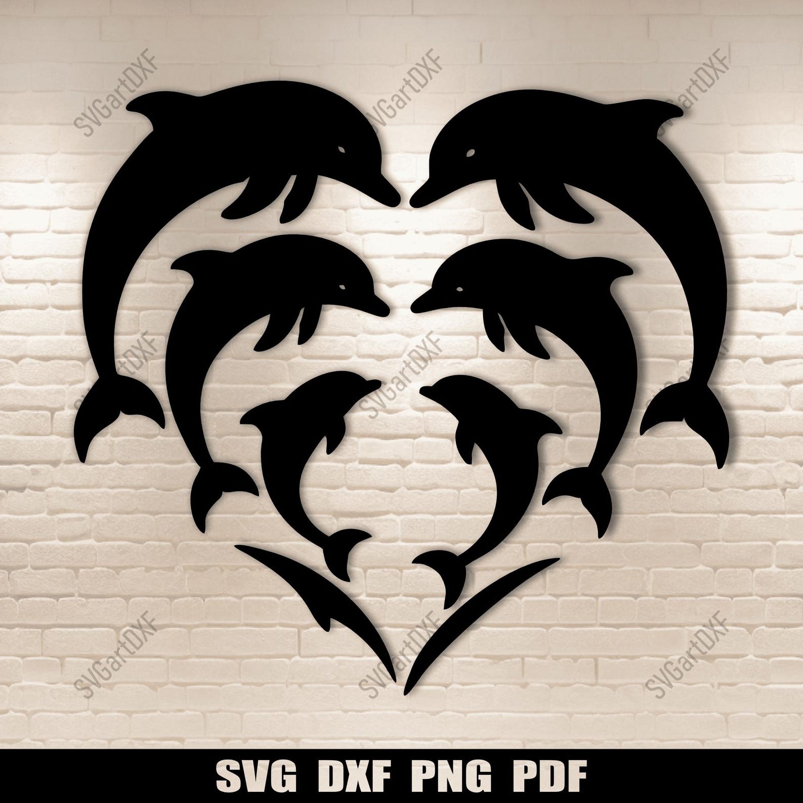 Dolphin Heart Svg Dxf Png – Ocean Animal Cutting File for CNC Laser ...