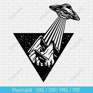 Alien Ufo in Mountains Svg for Cricut, Ufo Alien T-shirt Design, Dxf ...