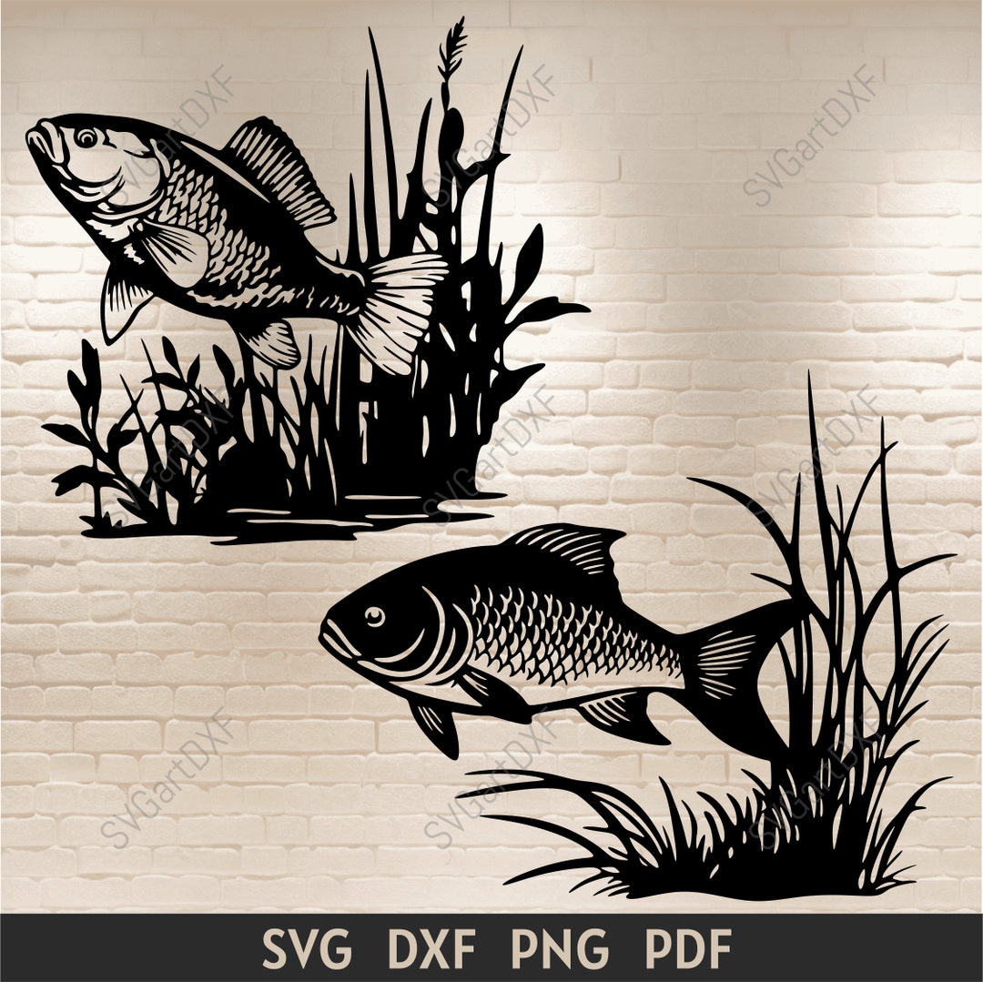 Fish Scene Svg, Fish Dxf Files, Fish Cut Files for Cricut, Silhouette ...
