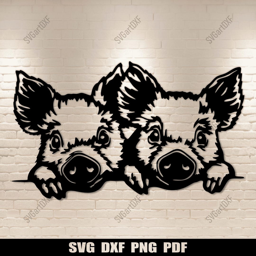 Peeking Piggy SVG for Cricut, Laser Engraving DXF Files, Glowforge ...
