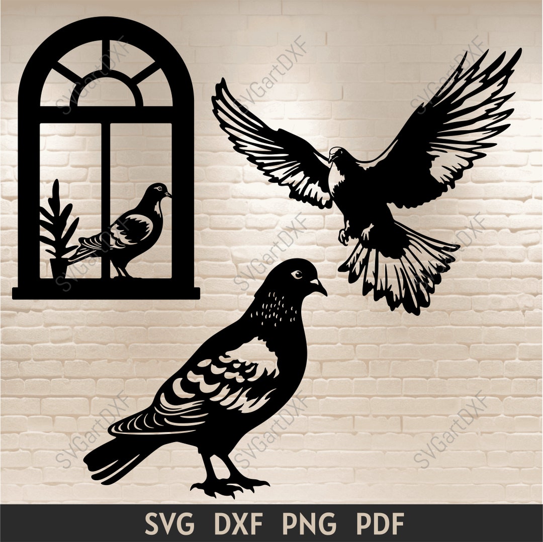 Pigeons Cnc Cut Files, Pigeon Svg for Cricut, Pigeon Svg Silhouette ...
