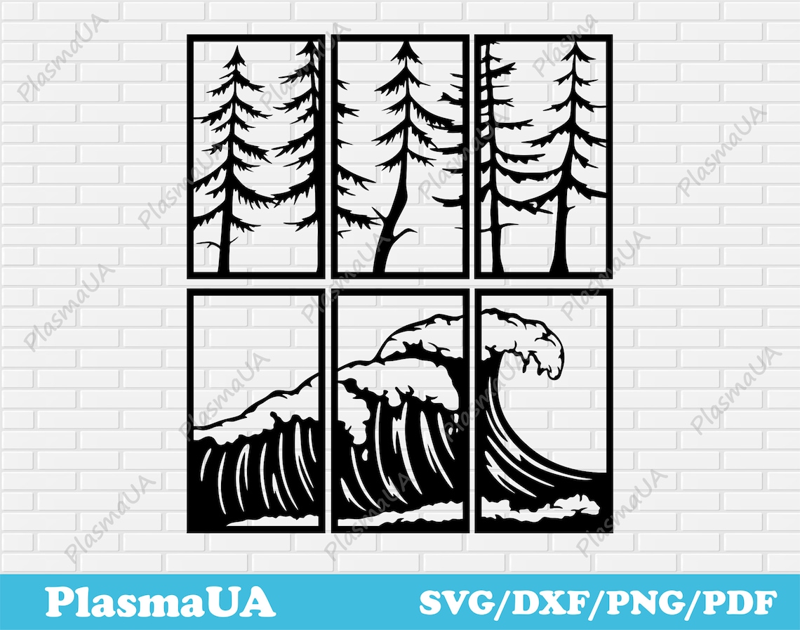 Wall Decor Dxf Cut Files Forest Dxf Wave Dxf Laser Cut Dxf - Etsy