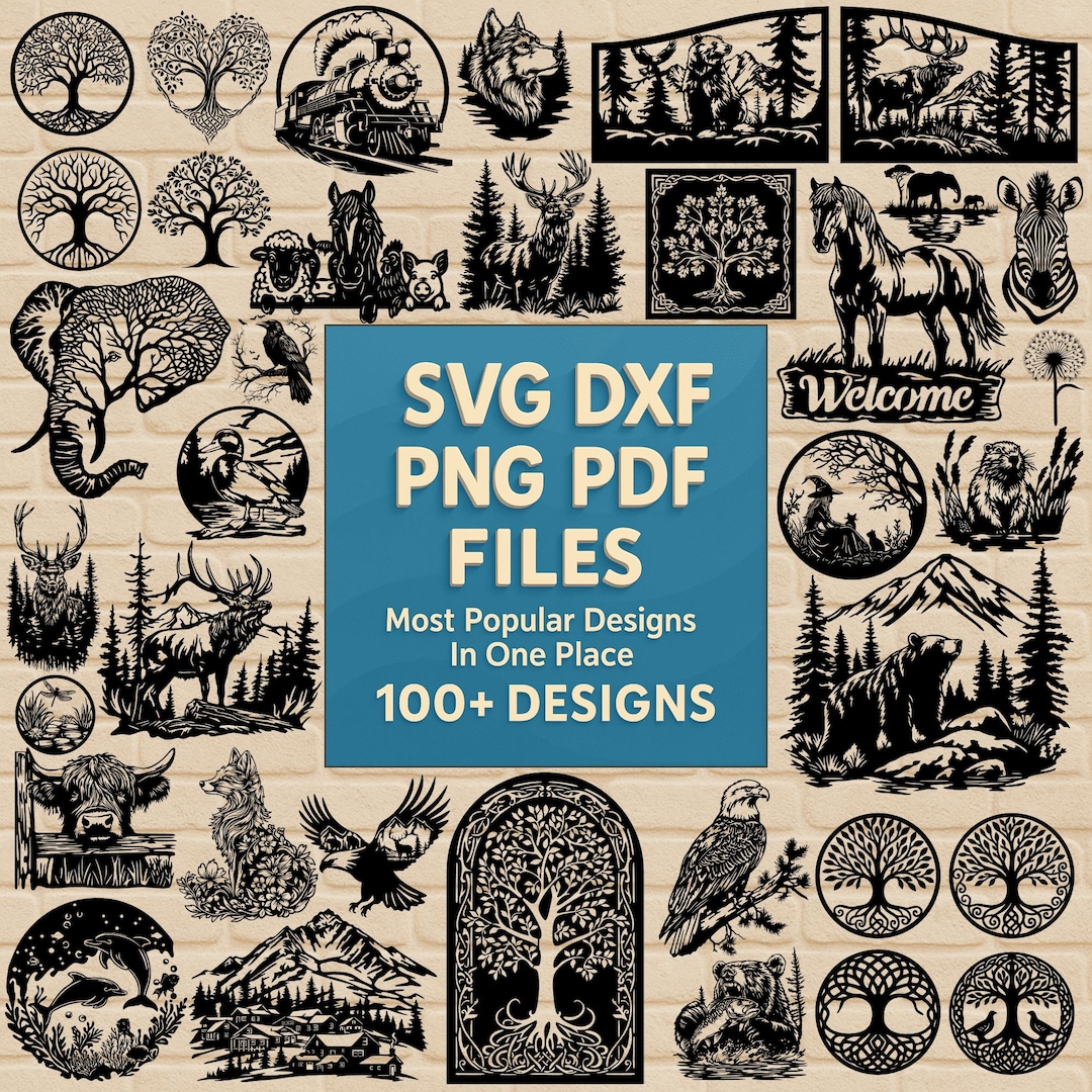 Mega SVG DXF Png Pdf Bundle | 100+ Cricut Silhouette Laser CNC Cut ...