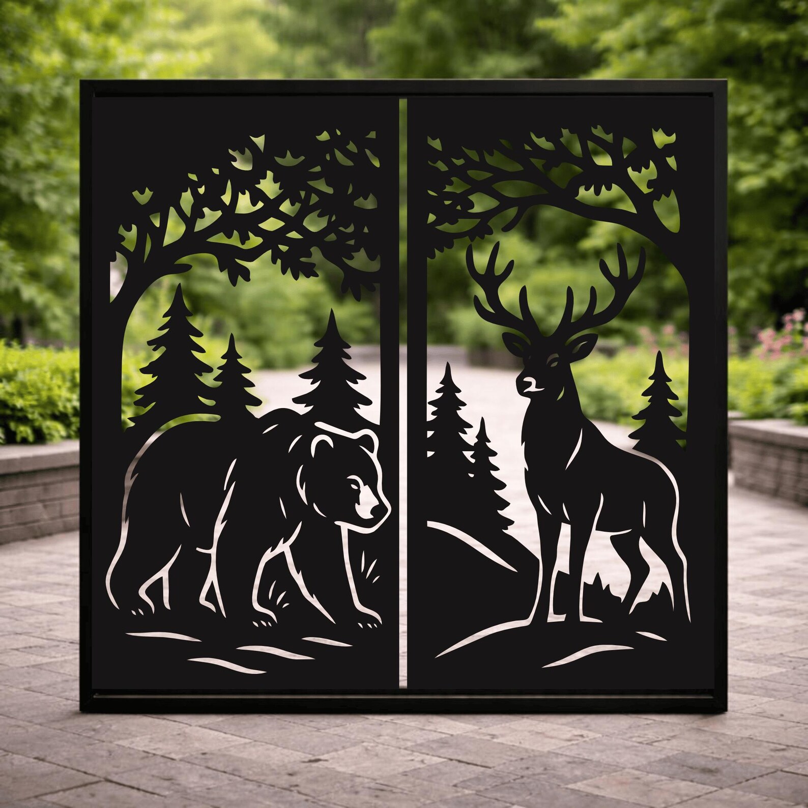 Nature Panels SVG DXF Bundle – Gate Forest, Trees, Mountains & Wildlife ...