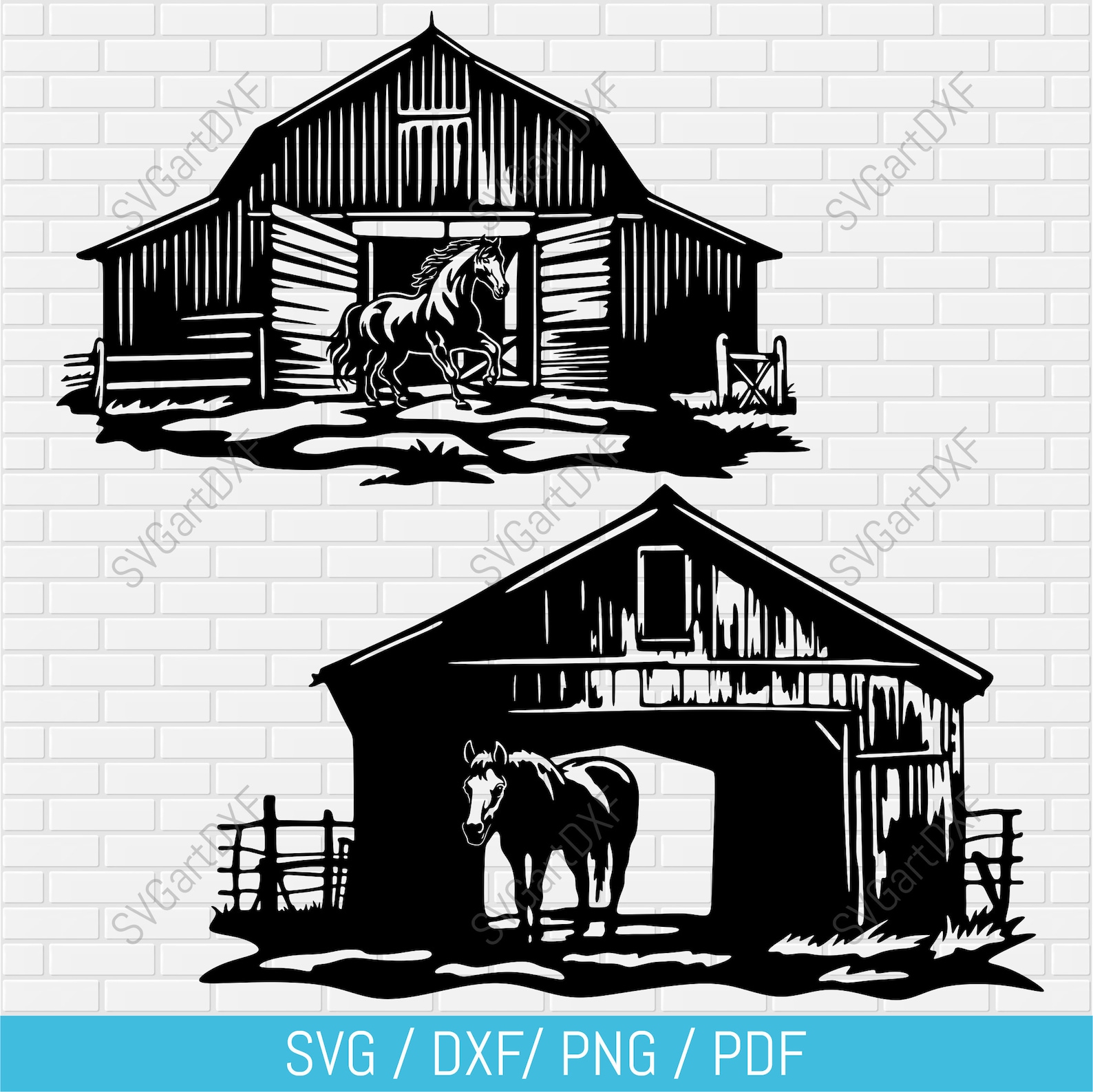 Ranch Dxf Files, Horse Ranch With Barn Dxf, Farm Scene Svg, Dxf for ...