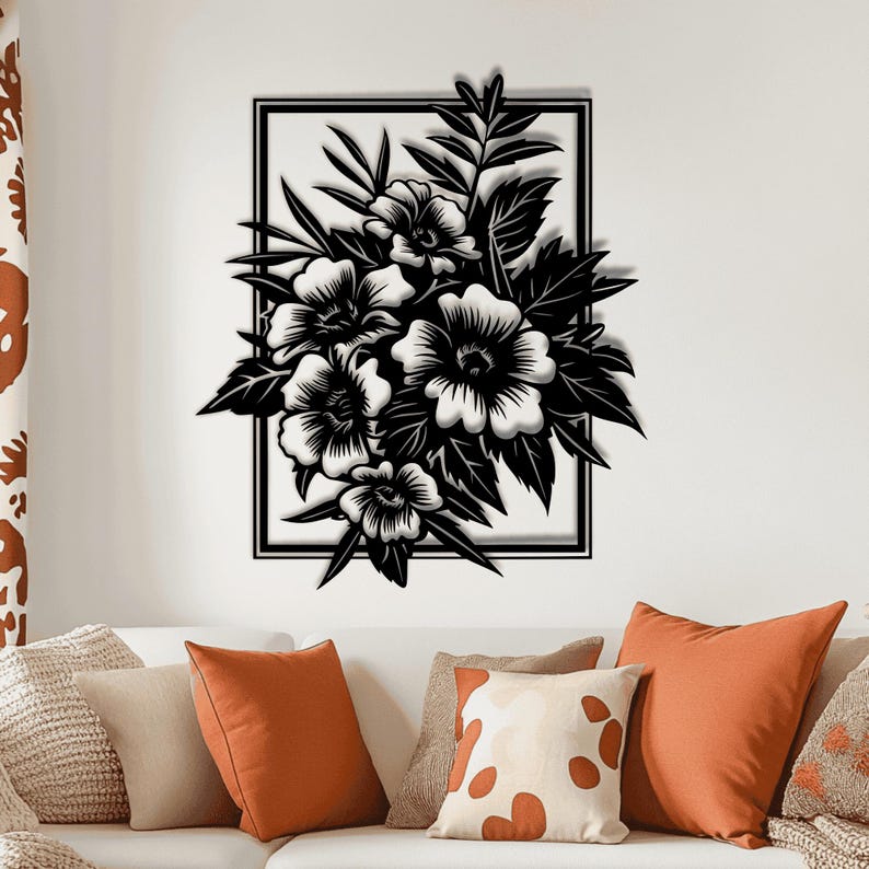 Flower Panel Dxf for CNC, Laser Cut Design, Svg for Silhouette, Vinyl ...