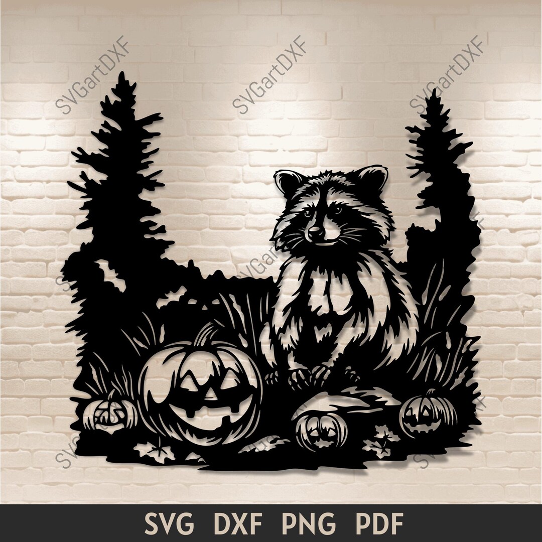 Halloween Raccoon Silhouette Cut Files, Svg for Cricut, Glowforge ...