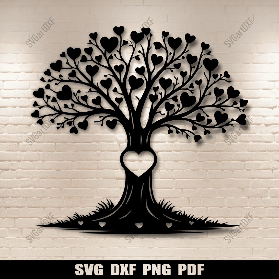 Love Tree SVG DXF – Heart Tree Cut File for Laser CNC, Cricut ...