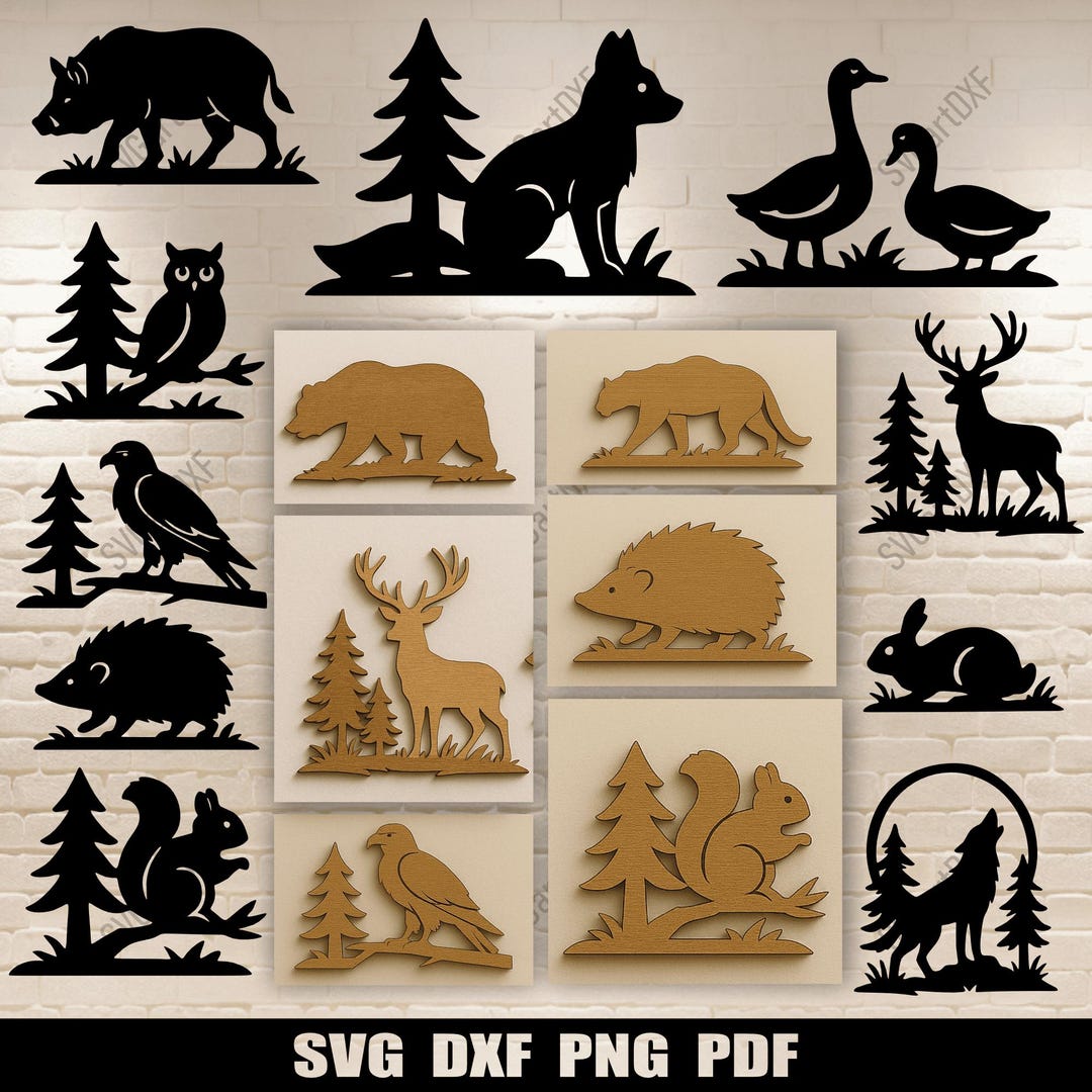 Animals Scenes CNC Designs, Dxf for Laser Cut, Svg for Cricut ...