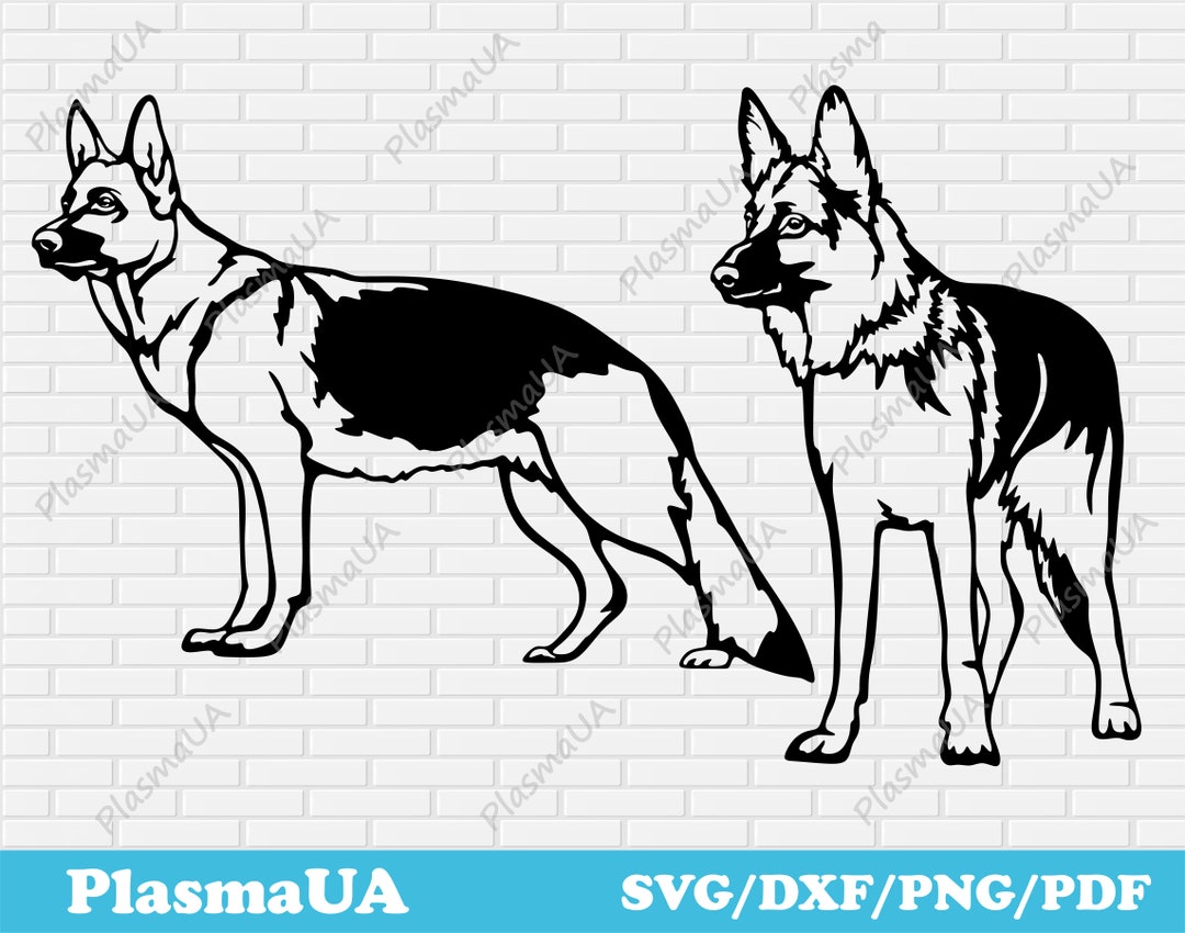 German Shepherd Dxf Files, Dog Dxf for Laser, Dog Vector Art, Pets for ...