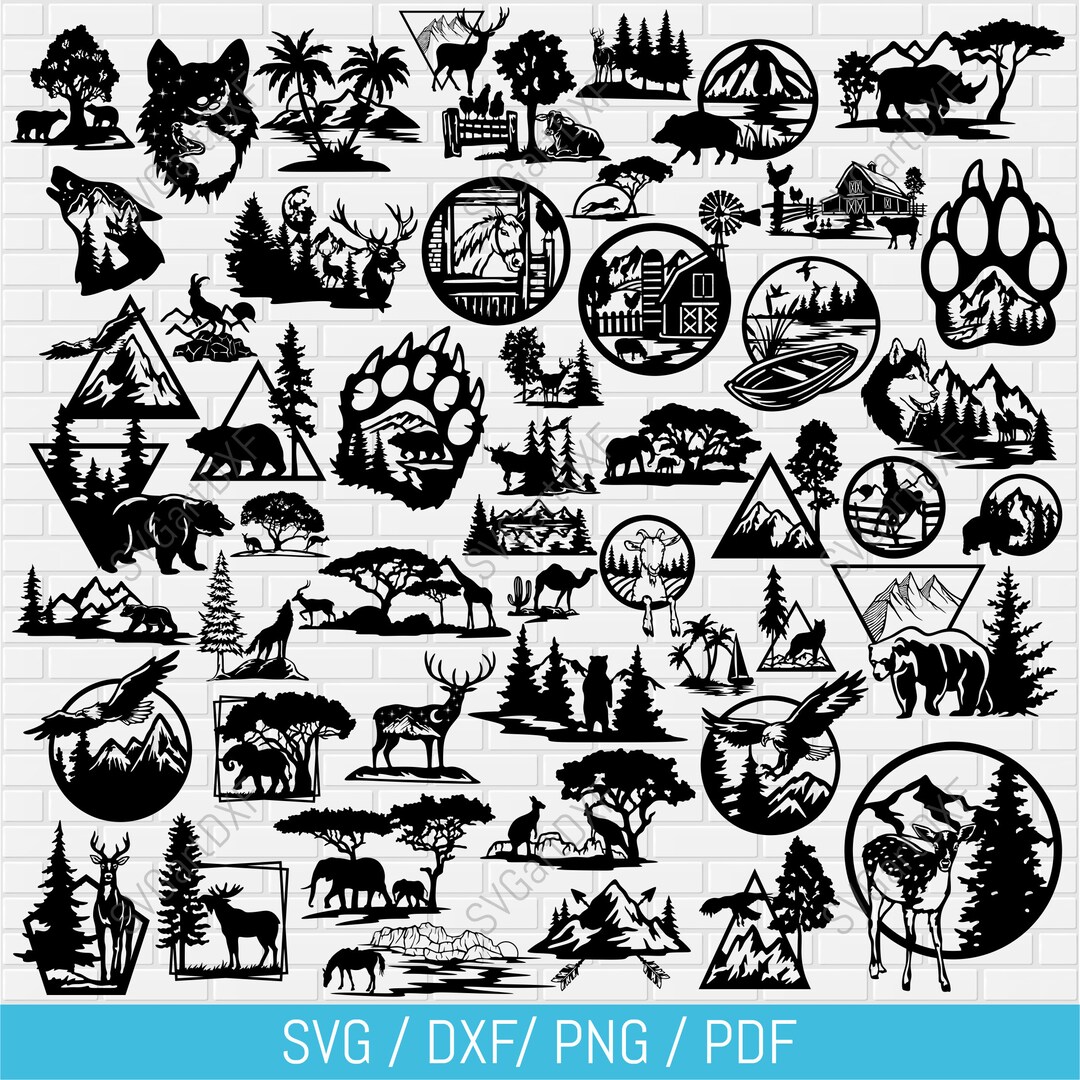 Wildlife Scenes Dxf for Laser and Plasma Cutting, Svg Files for Cricut ...