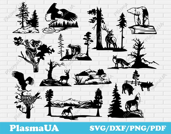 Wildlife Scene Svg Svg Files for Cricut Dxf for Laser Laser - Etsy