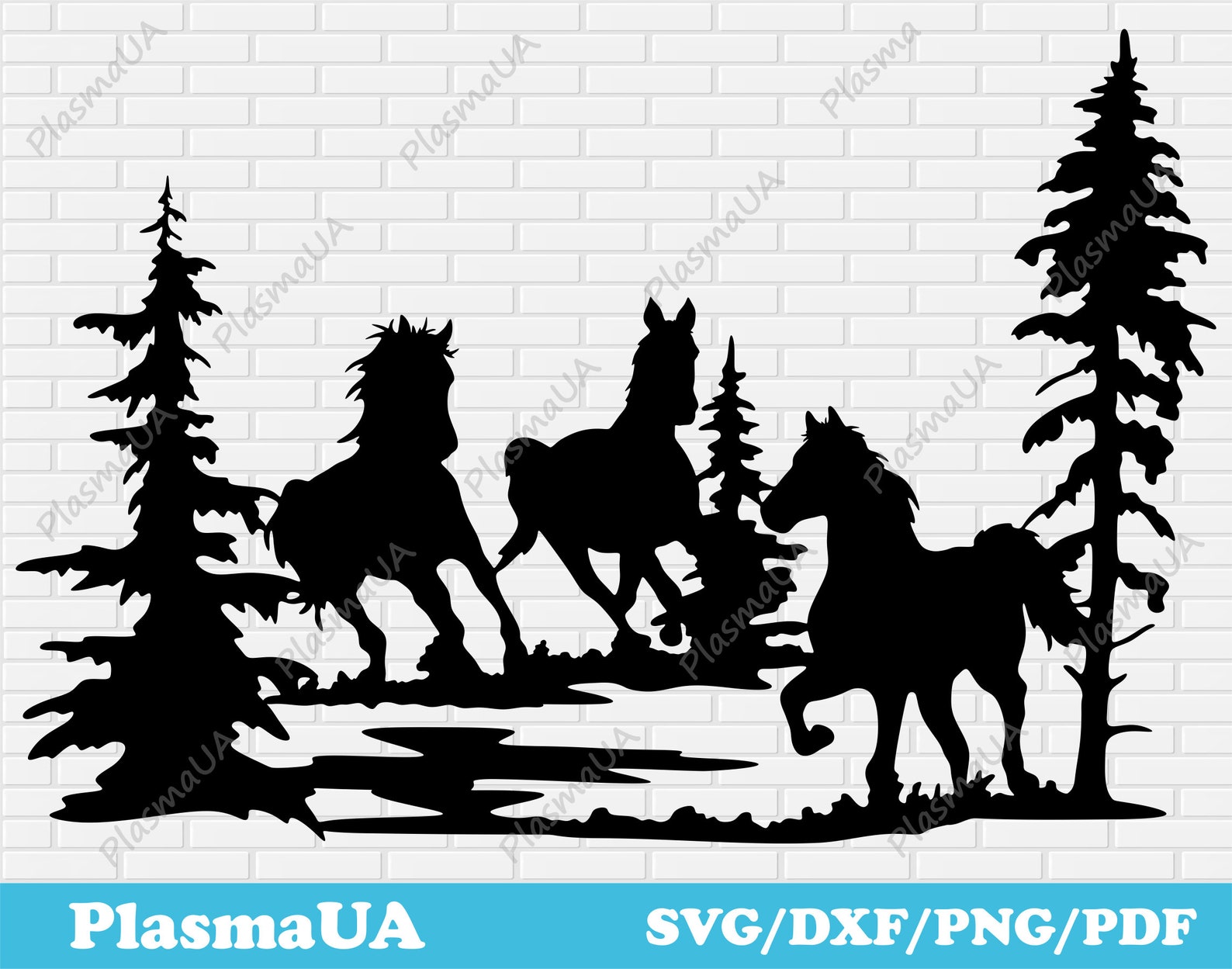 Horses Scene Dxf for Laser Cut, Dxf Files for Cnc Plasma Metal Cutting ...
