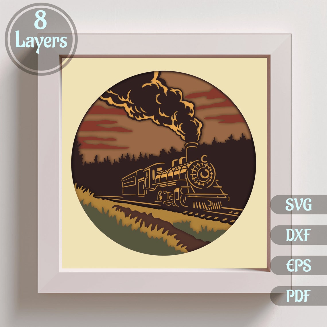 Vintage Train Scene 3D Layered SVG for Cardstock, Shadow Box Files for ...