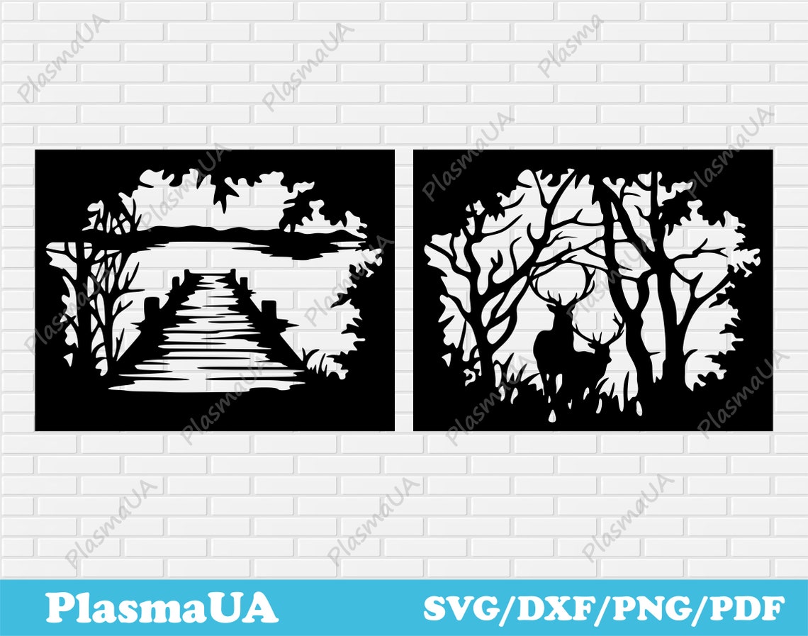 Dxf Files Landscape Clipart Nature Scene Svg Landscape - Etsy