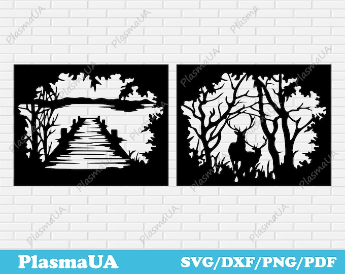 Dxf Files, Landscape Clipart, Nature Scene Svg, Landscape Printable ...