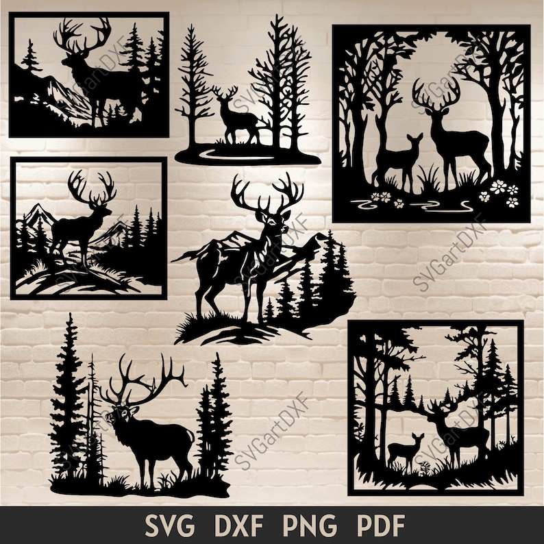 Deer Svg Dxf – White Tailed Deer Wildlife Scenes for CNC Plasma, Laser ...
