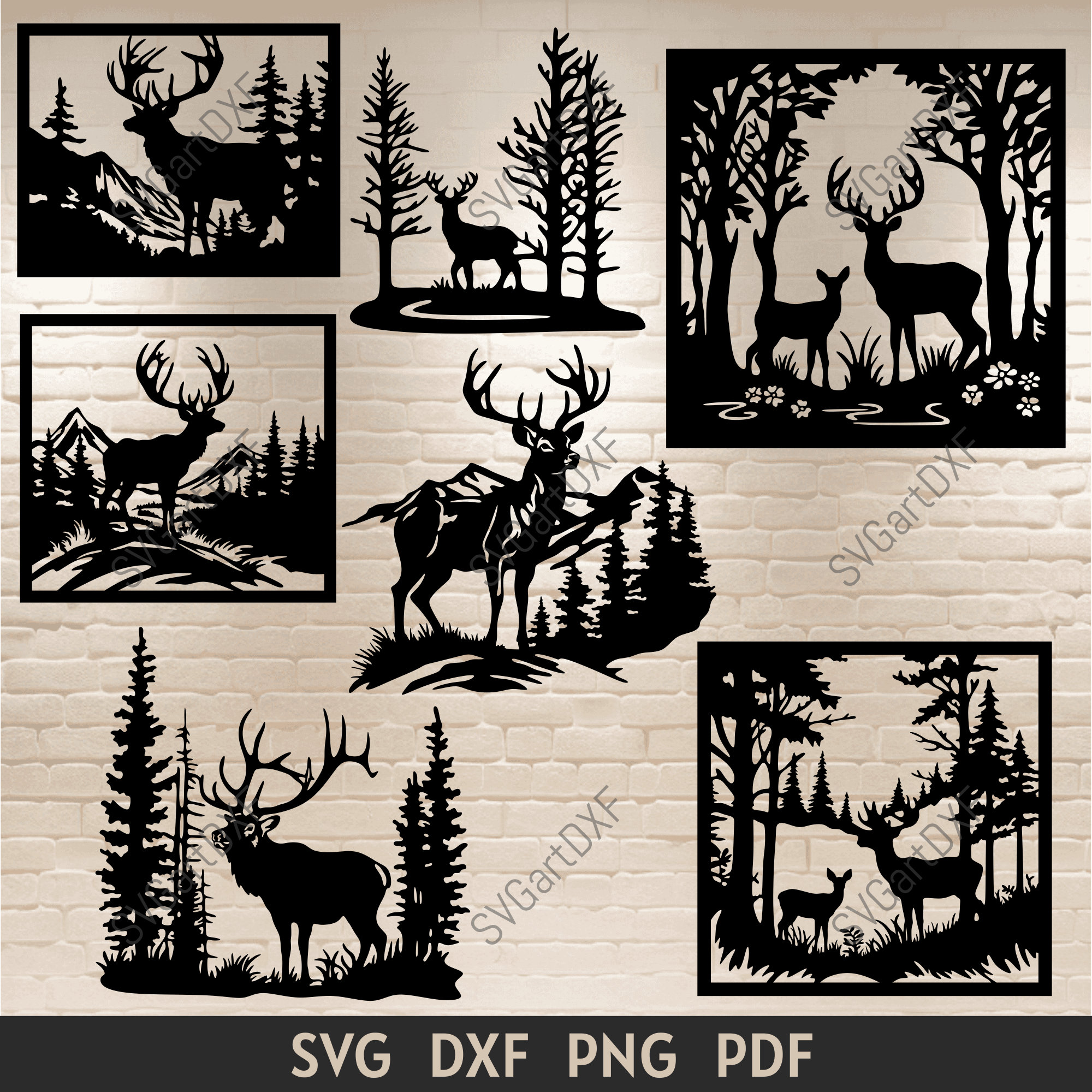 Deer Svg Dxf – White Tailed Deer Wildlife Scenes for CNC Plasma, Laser ...