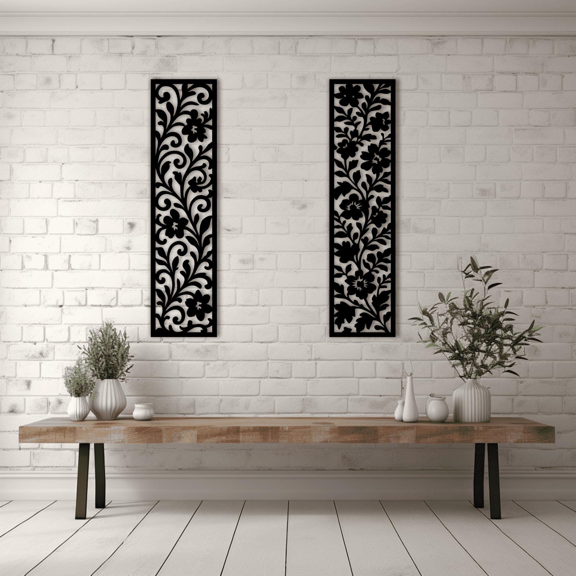 Floral Vertical Panel DXF Files | Decorative Screen for CNC Plasma ...