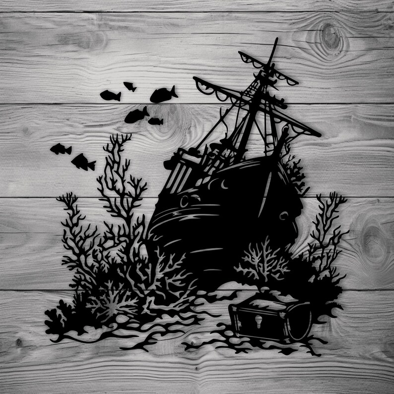 Sunken Shipwreck Svg File, Dxf for CNC, Cut Files for Cricut, Printable ...