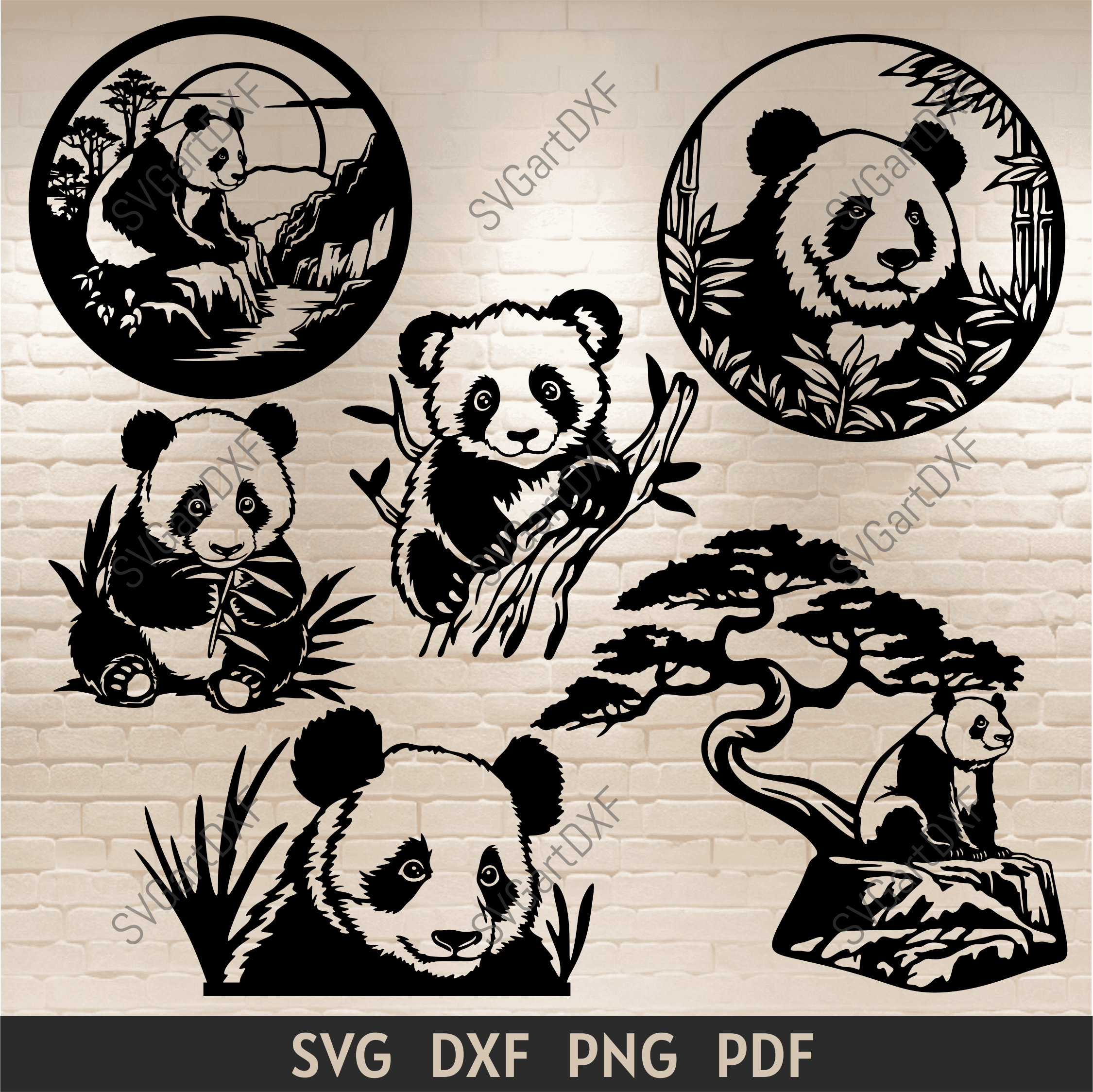 Panda Con Spade Laser Laser Cut Panda Etsy