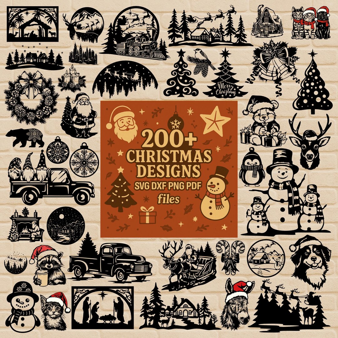 Christmas SVG Bundle – 200+ Designs | Dxf, Png, Pdf Files for Cricut ...