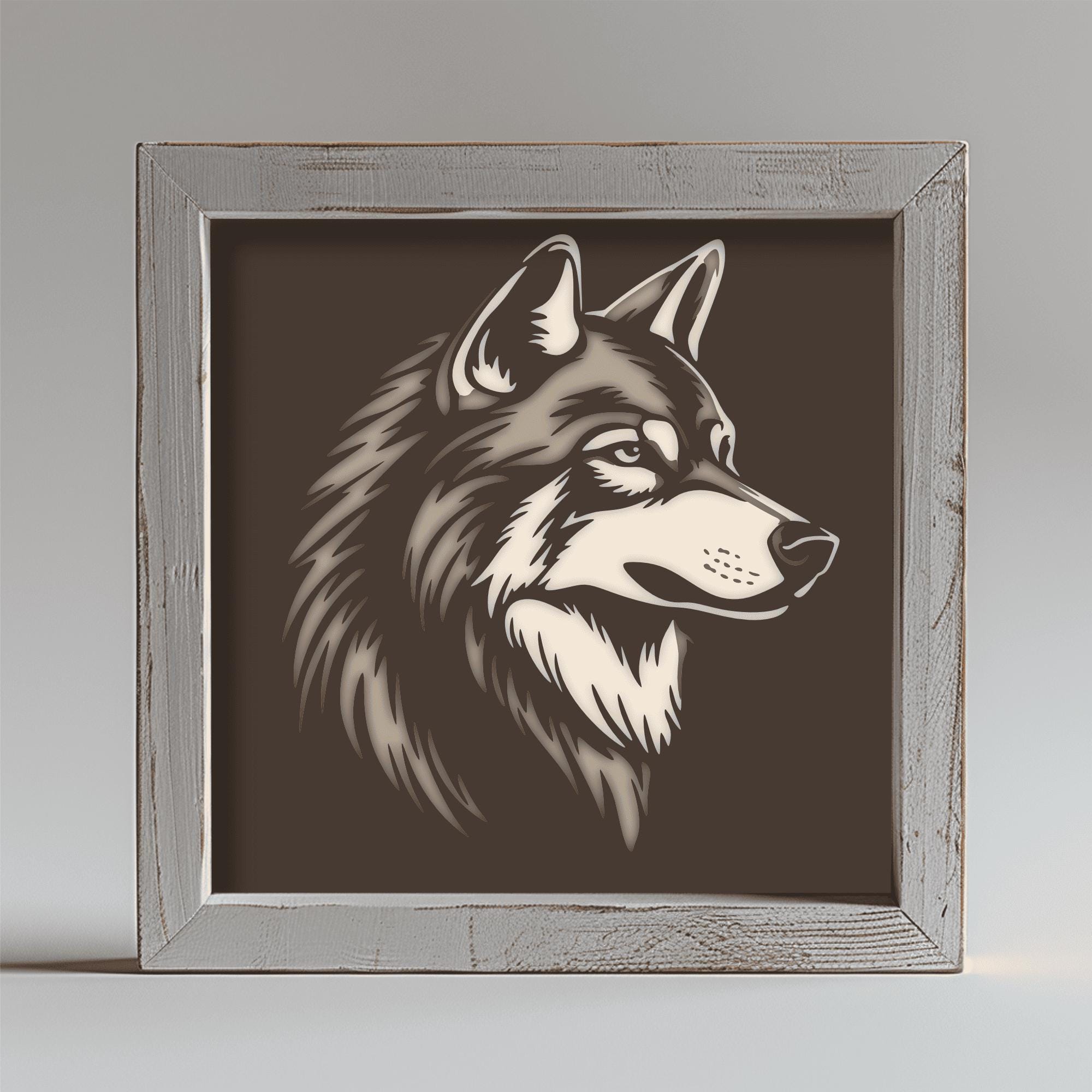 Wolf Head 3D Shadow Box SVG | Layered Cut Files for Glowforge, Cricut ...
