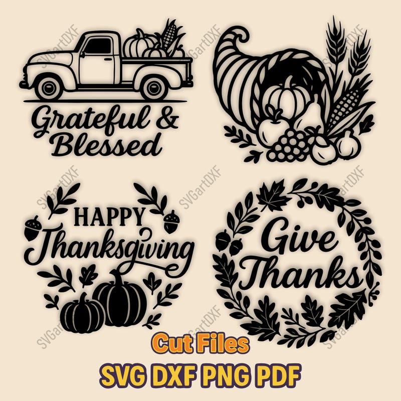 Cricut Thanksgiving Craft Files - Etsy