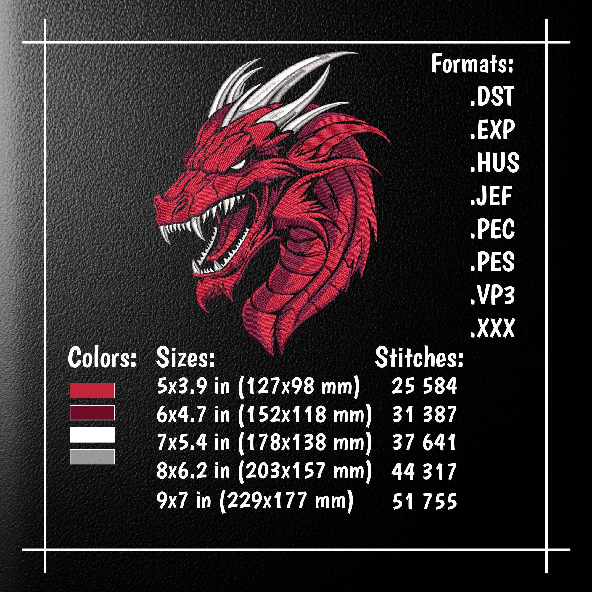 Dragon – Machine Embroidery Design for Dark Fabric , Jef Pec Hus Pec ...
