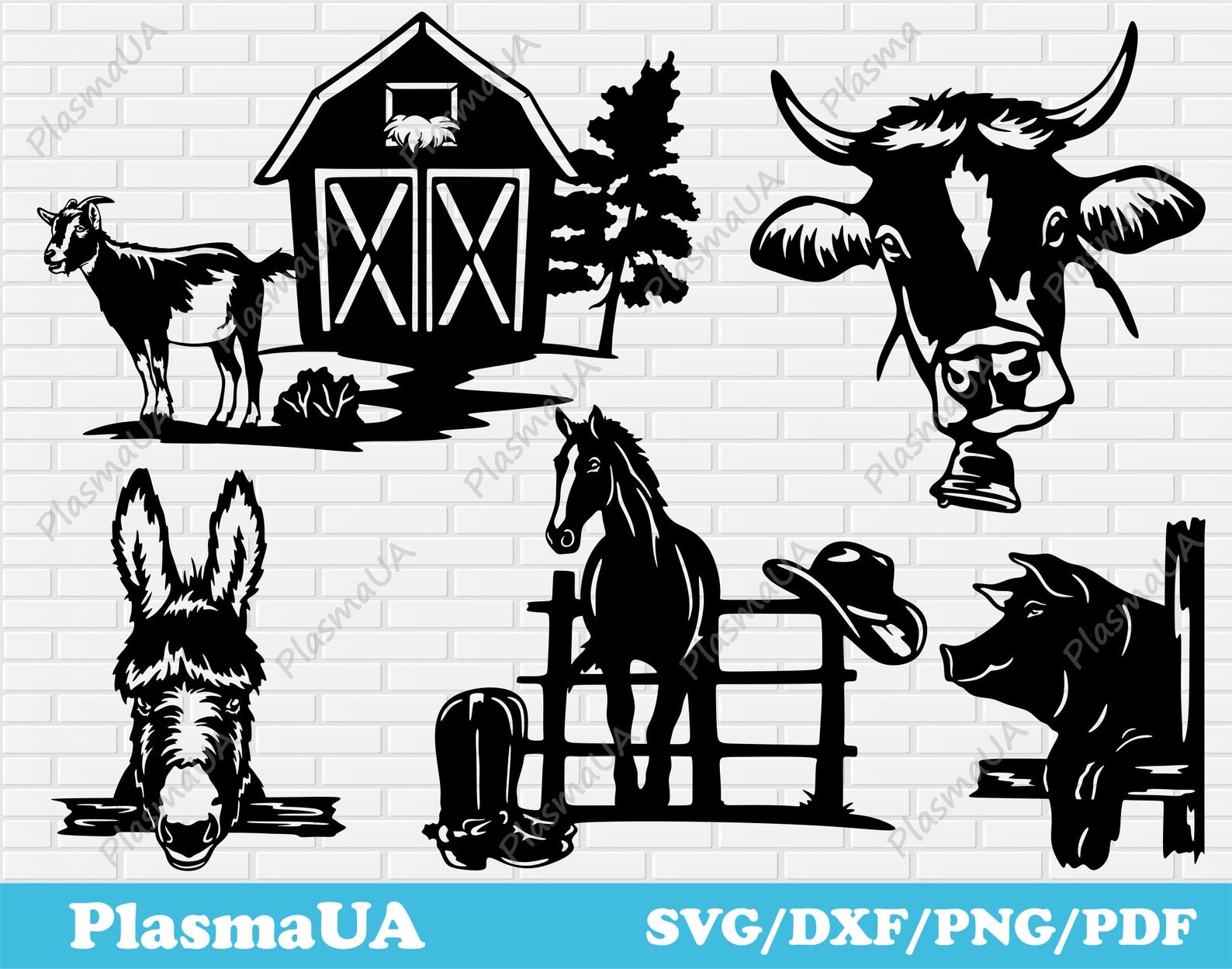 Farm Animals Dxf for Laser Cutting Farm Scenes Svg for - Etsy