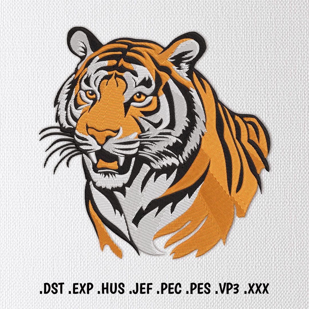 Tiger Embroidery Design, Jef Files for Craft, Pes Exp Dst Hus Pec for ...