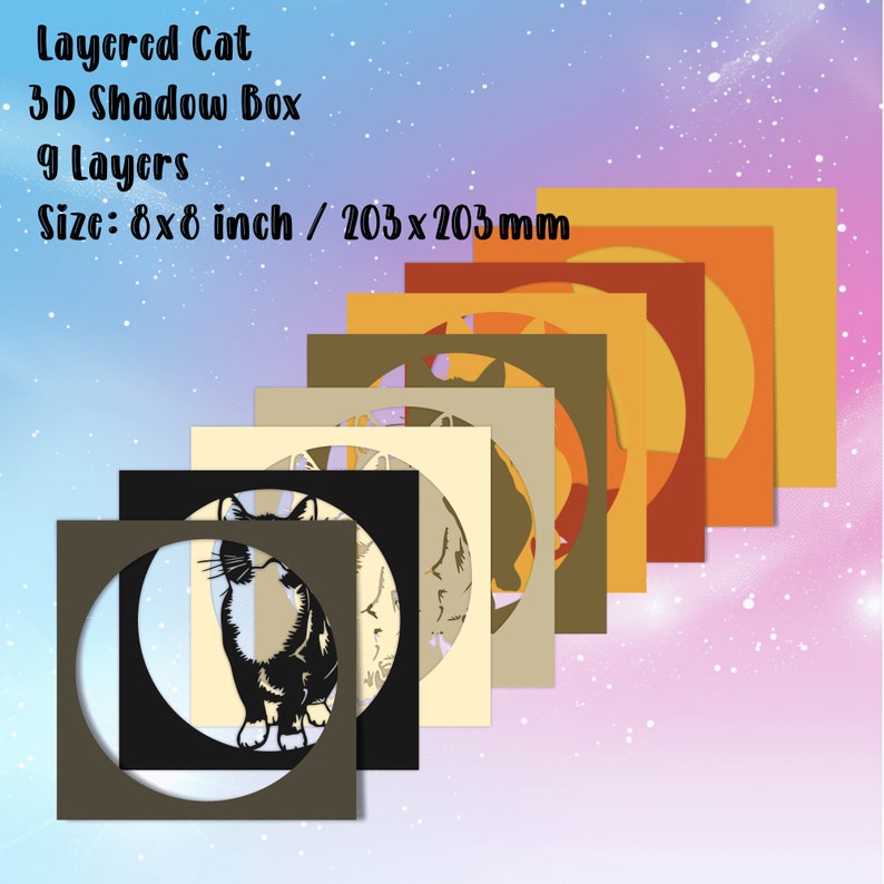 Layered Cat Svg, 3D Cat Shadow Box, 3d Papercut SVG, Cricut, Silhouette ...