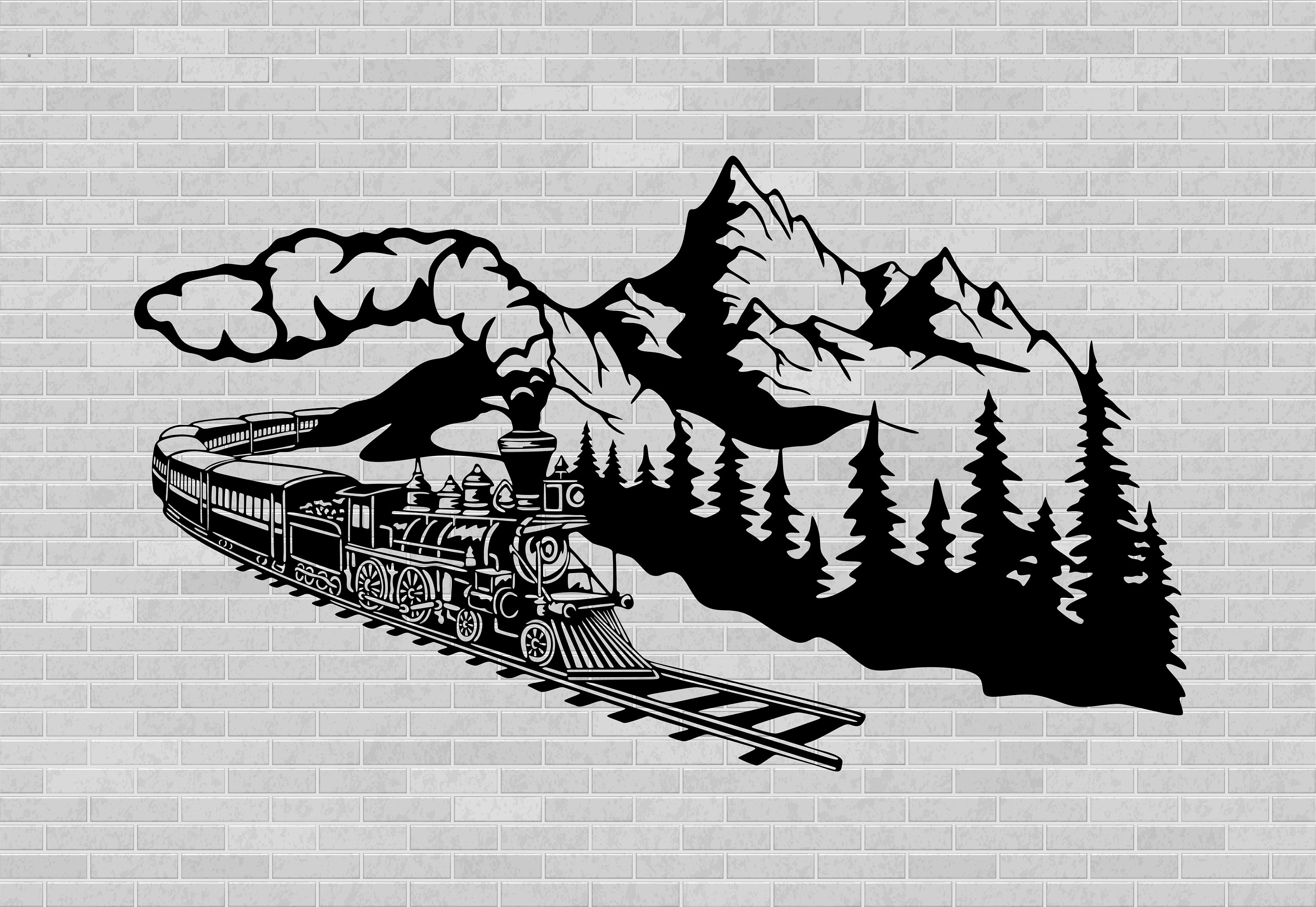 Train cut files svg design digital art travel svg painting | Etsy