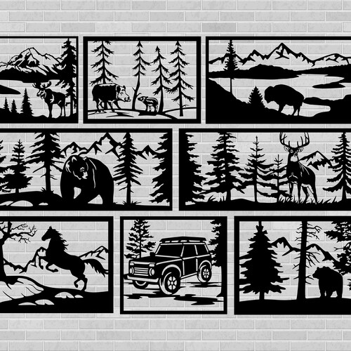 Wildlife Scene Dxf Dxf Files Bear for Cricut Forest Dxf | Etsy Canada