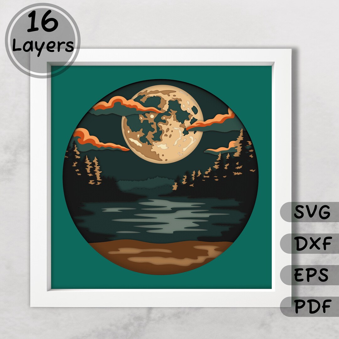 Night Sky Layered Svg for Cricut, 3d Night Sky Shadow Box Template ...