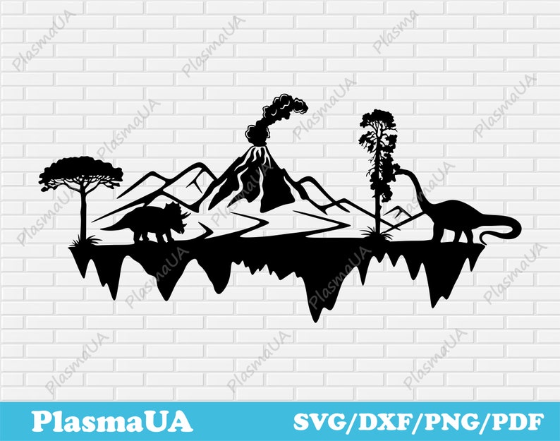 Dinosaurs Vector, Landscape Svg, Svg Cut File, Silhouette Svg, Dxf File ...