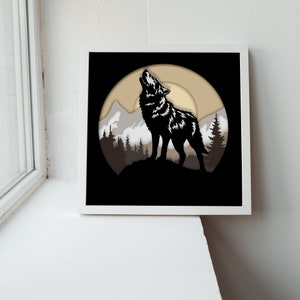 3D Wolf Shadow Box SVG Template - DIY Wall Art Craft - Instant Download ...