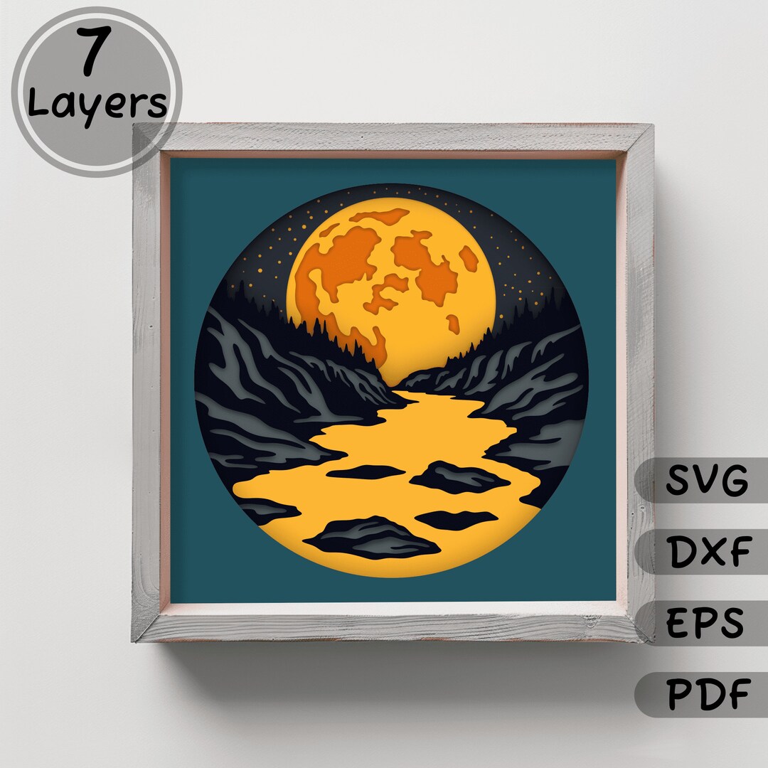 3D Layered Night Moon Shadow Box, Svg for Cricut, Dxf for Silhouette ...