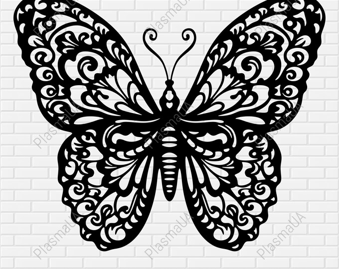 Tribal Butterfly Flying Svg Eps Dxf Cnc Plasmas Laser Cricut Silhouette Cuttable Stencil Vector ...