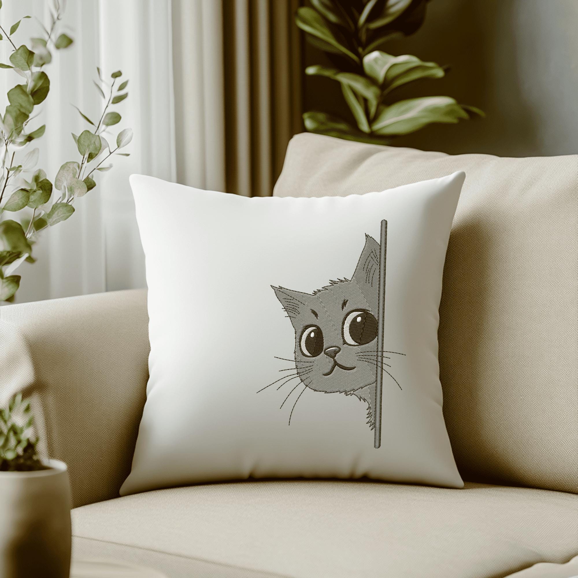 Peeking Cat Embroidery Design, Cute Cat Jef Hus Dst Pes Exp Pec Files ...