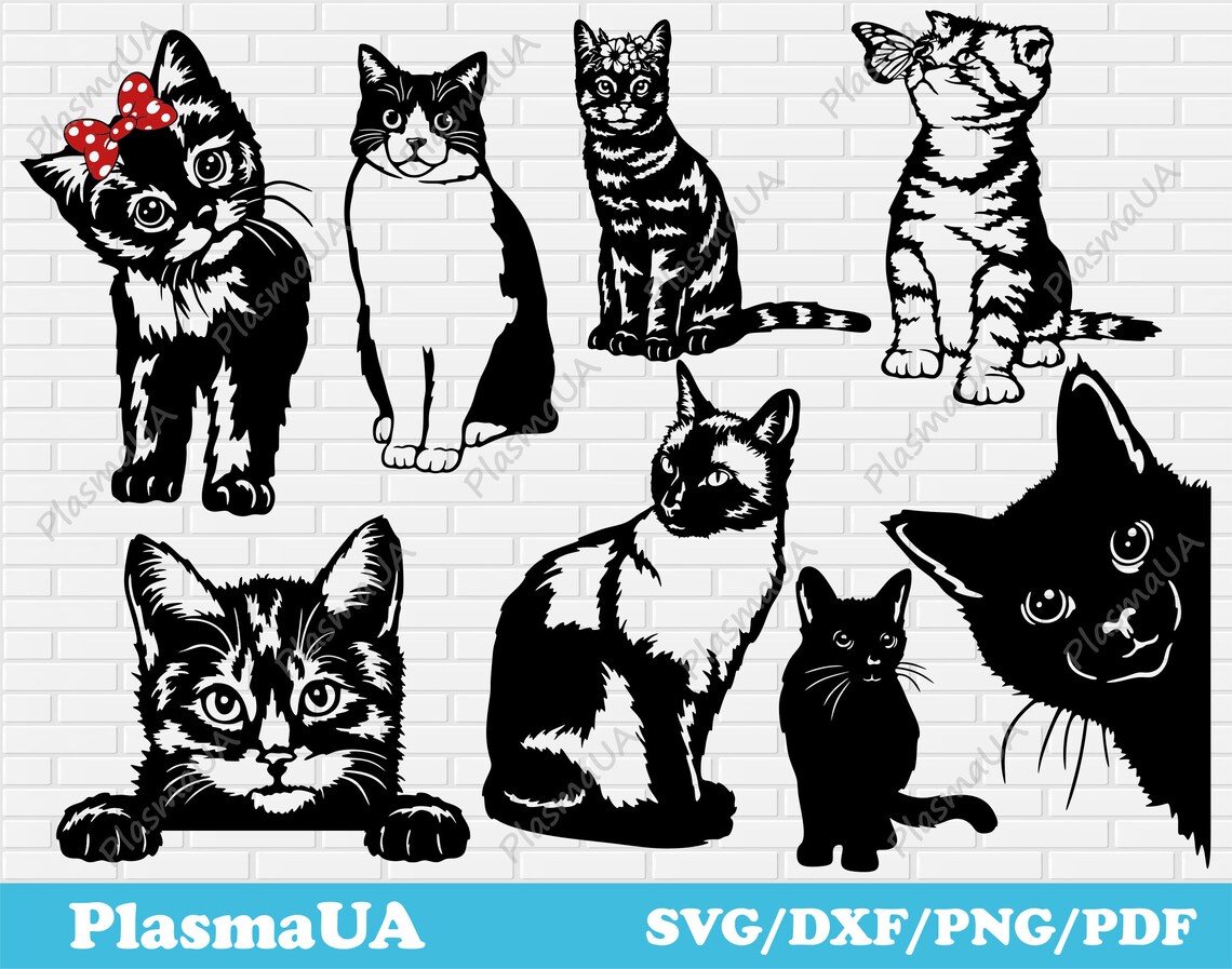 Cute Cats Svg Dxf Files Cat Svg for Cricut Funny Cat Svg - Etsy