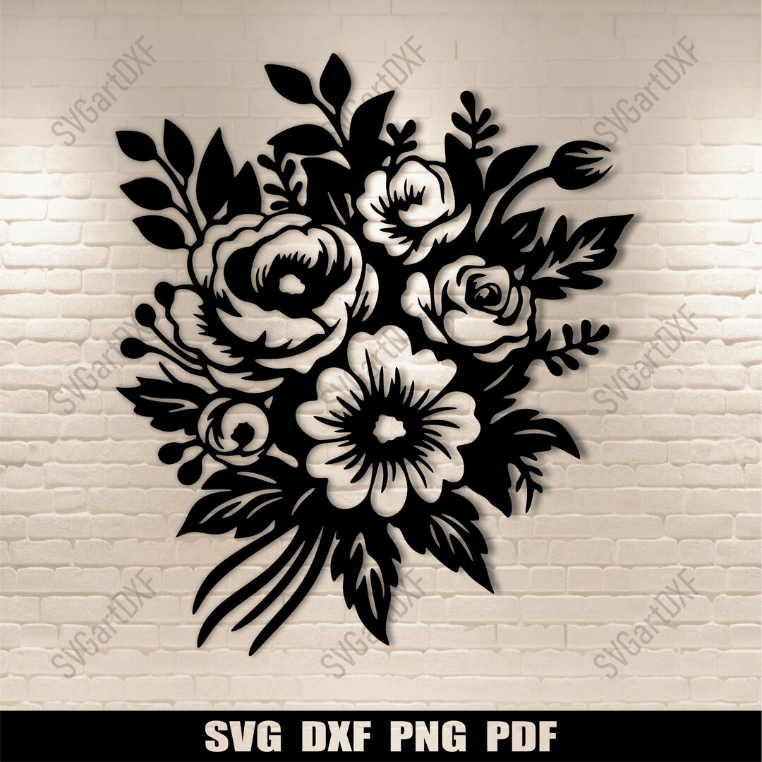 Flower Bouquet Svg, Cut Files for Cricut & Glowforge, Dxf for CNC ...