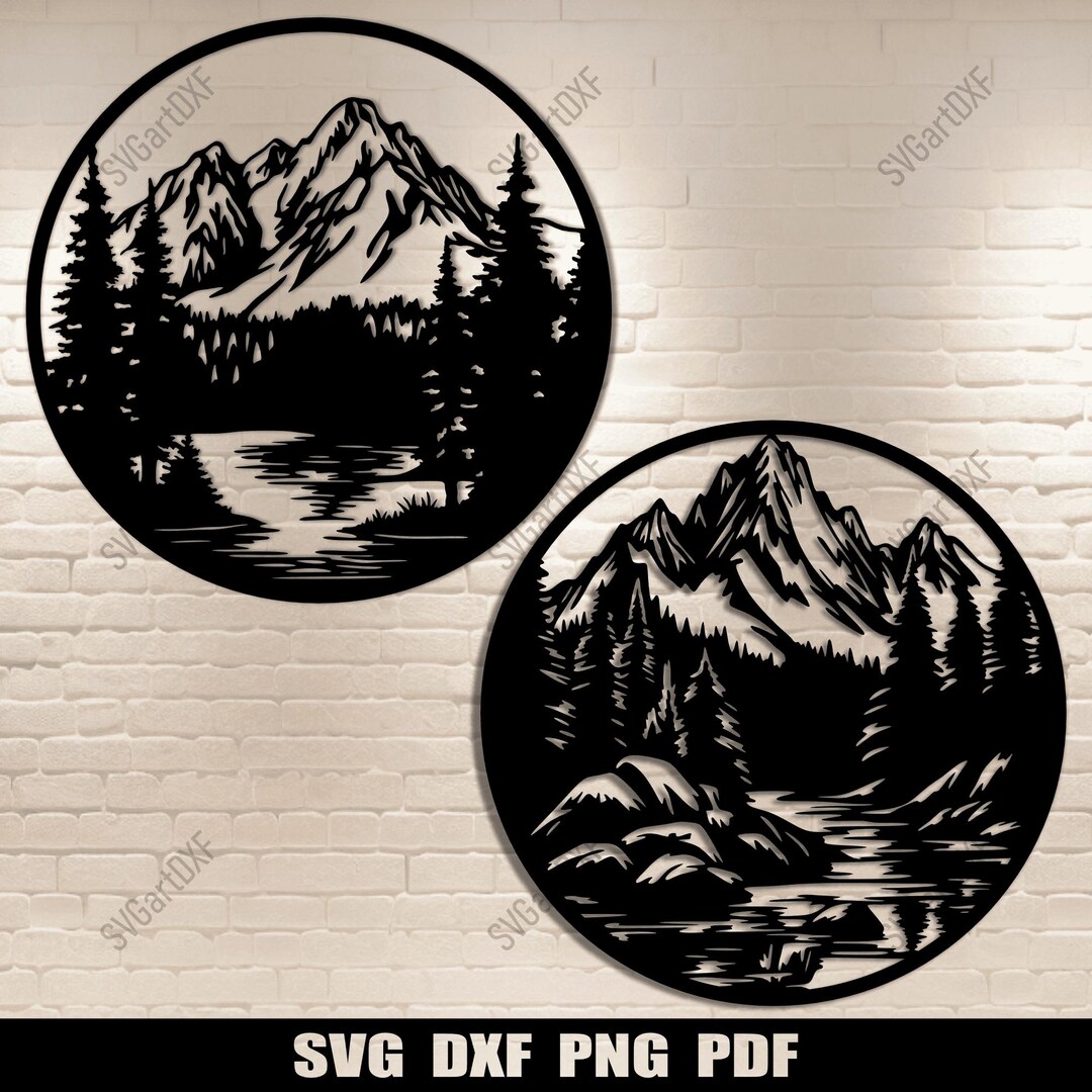 Mountain Ranges Dxf for Laser Cut, Wildlife CNC Designs, Svg for Cricut ...