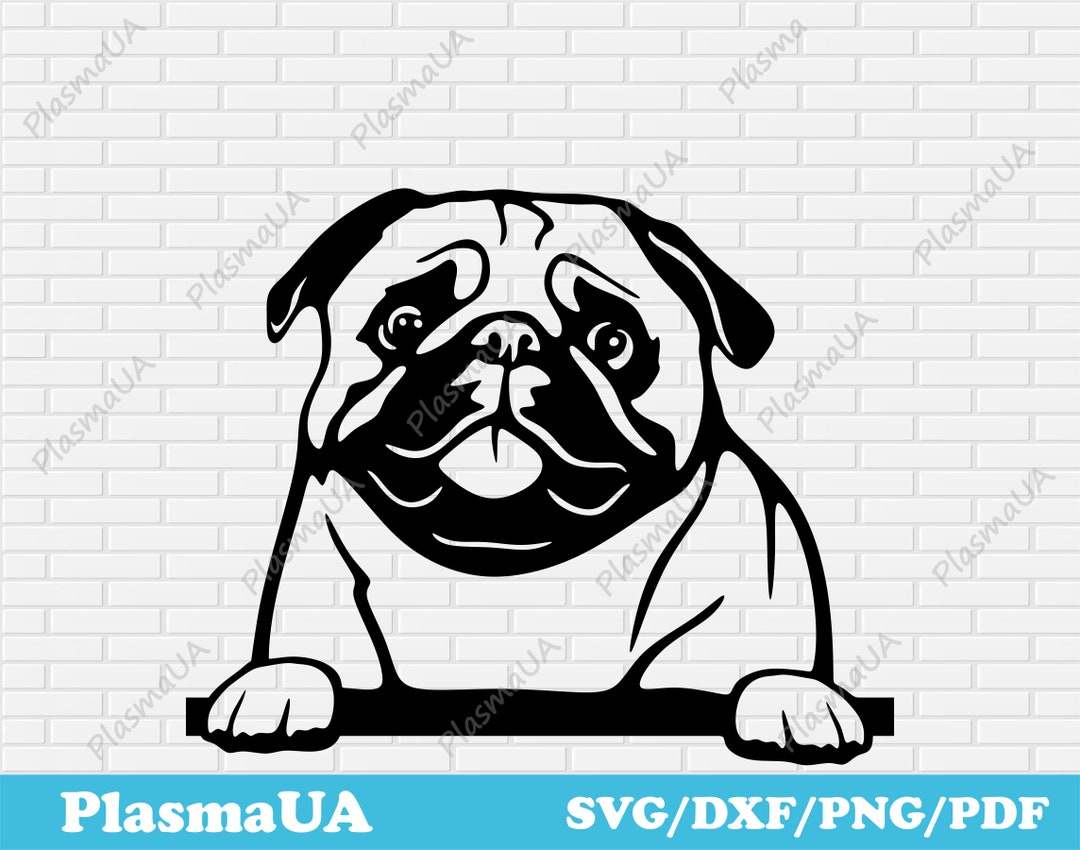 Peeking Pug Dog Cut File for Cricut, Custom Dog Portrait Dxf, Custom ...