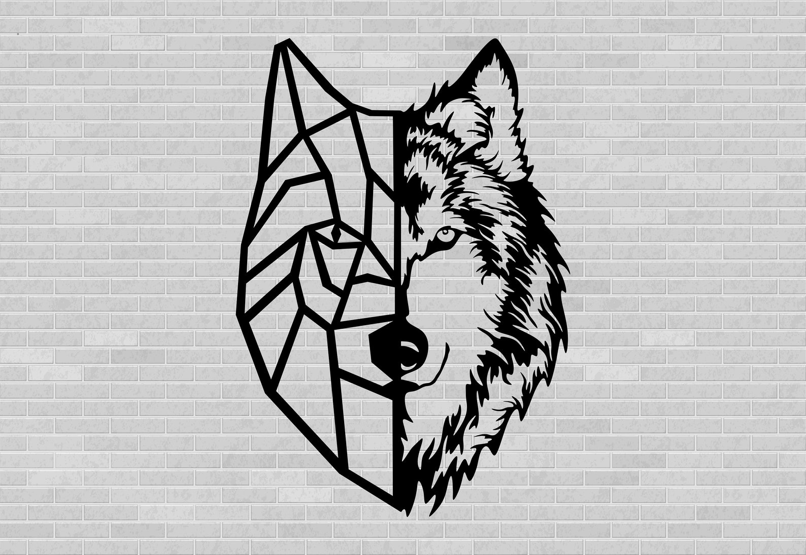 Geometric wolf geometric animal cnc vector files plasma | Etsy