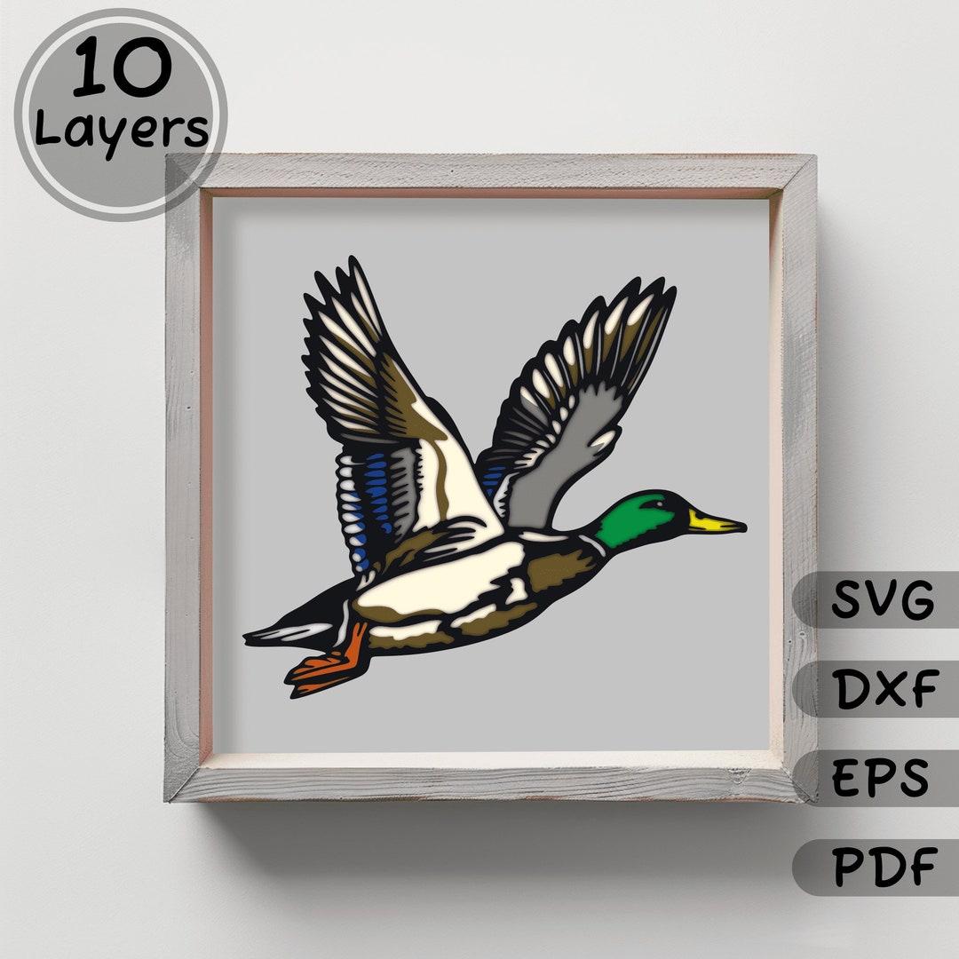 3D Mallard Shadow Box SVG DXF Cutting Files: Cricut, Silhouette ...