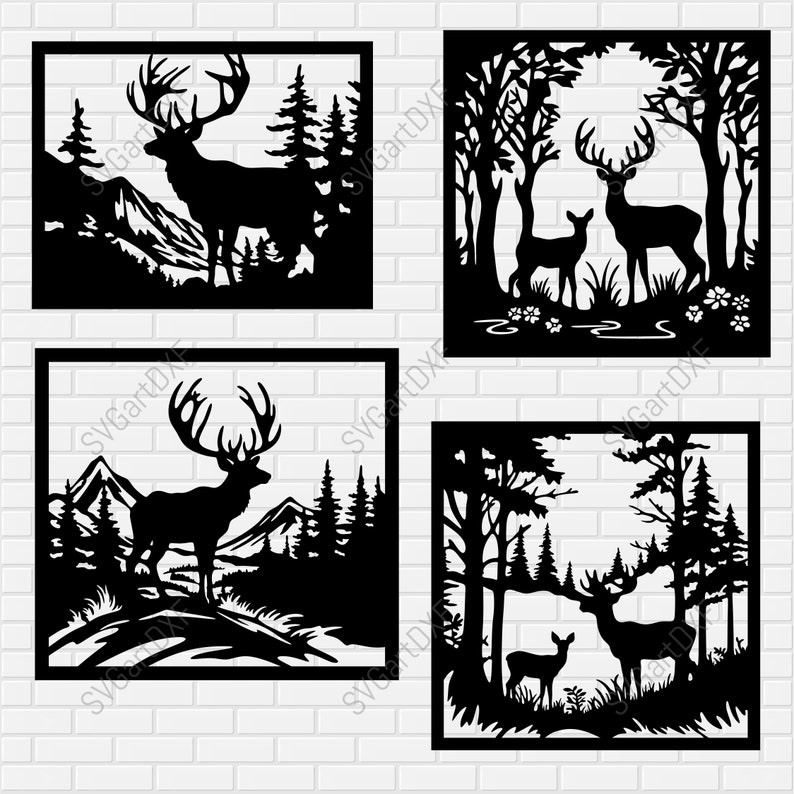 Deer Svg Dxf – White Tailed Deer Wildlife Scenes for CNC Plasma, Laser ...