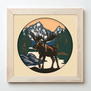 Multilayer Moose Shadow Box SVG, Moose Papercut Template, Silhouette ...